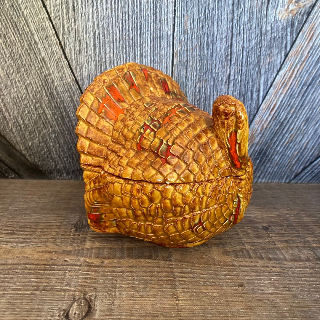 Vintage Ceramic Turkey Candy Dish Handmade 80s Glazed Ceramic Turkey ...