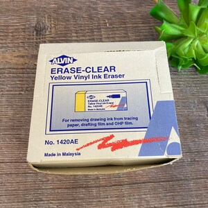 10 Vintage Alvin Erasers Erase Clear Yellow Vinyl Ink Eraser for ...