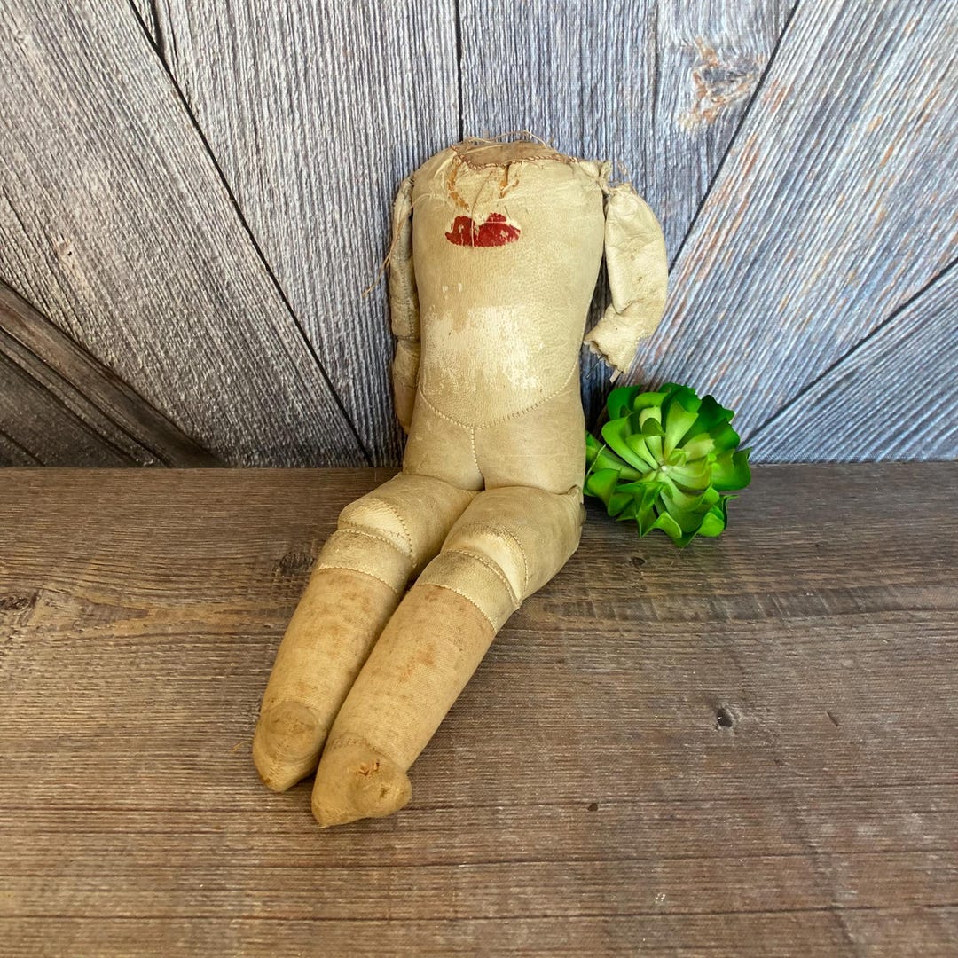 Vintage Leather Doll Body, Antique 1920's Jointed Doll Body Made of ...