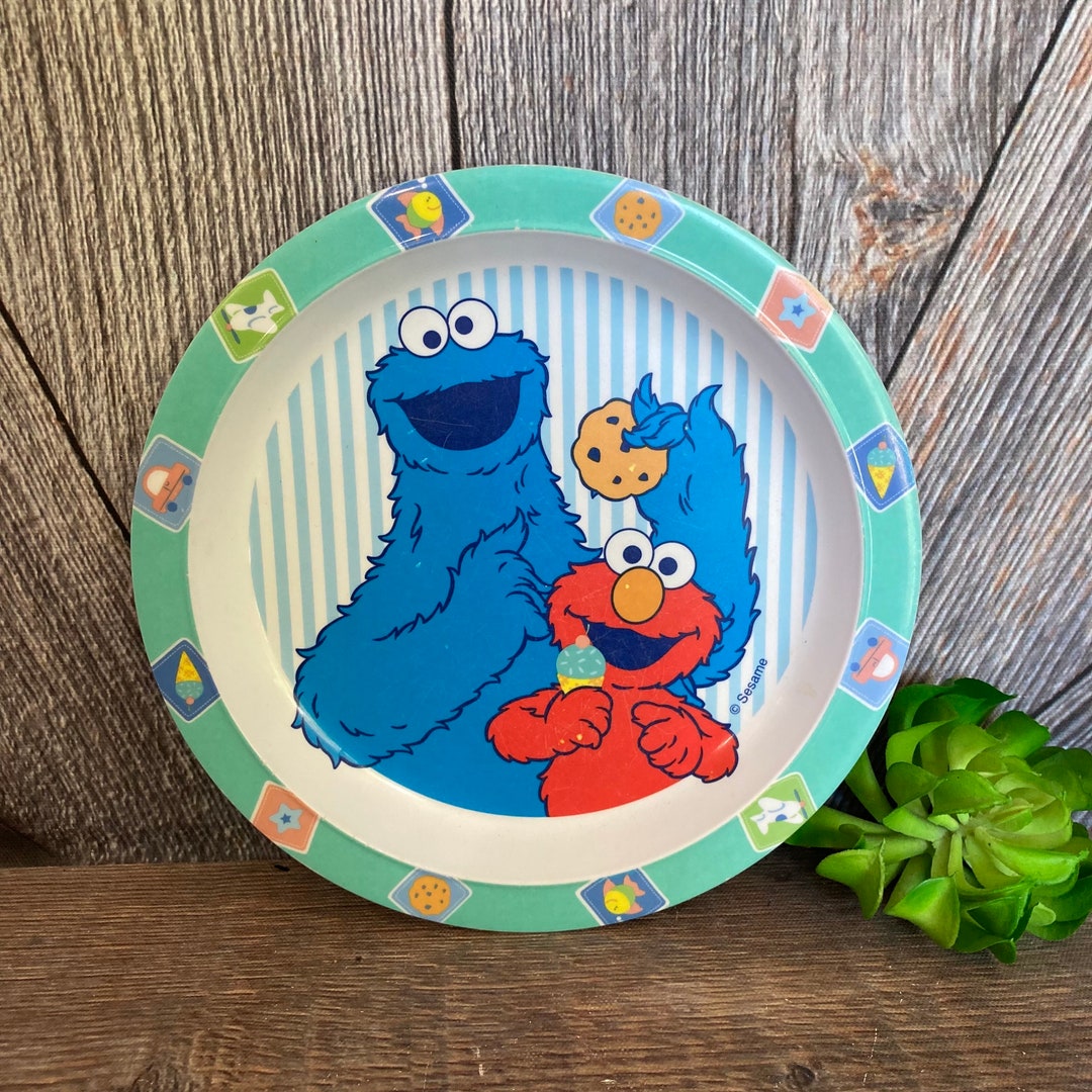 Vintage Sesame Street Plate Cookie Monster Elmo Melmac Dinnerware Muppets Vintage Puppet Cartoon ...