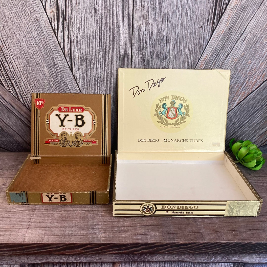 2 Vintage Cigar Boxes Wooden Authentic Cigar Box {Y-B Don Diego ...
