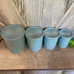 Vintage Tupperware Canister Set {plastic Round Powder Blue Set Nesting ...