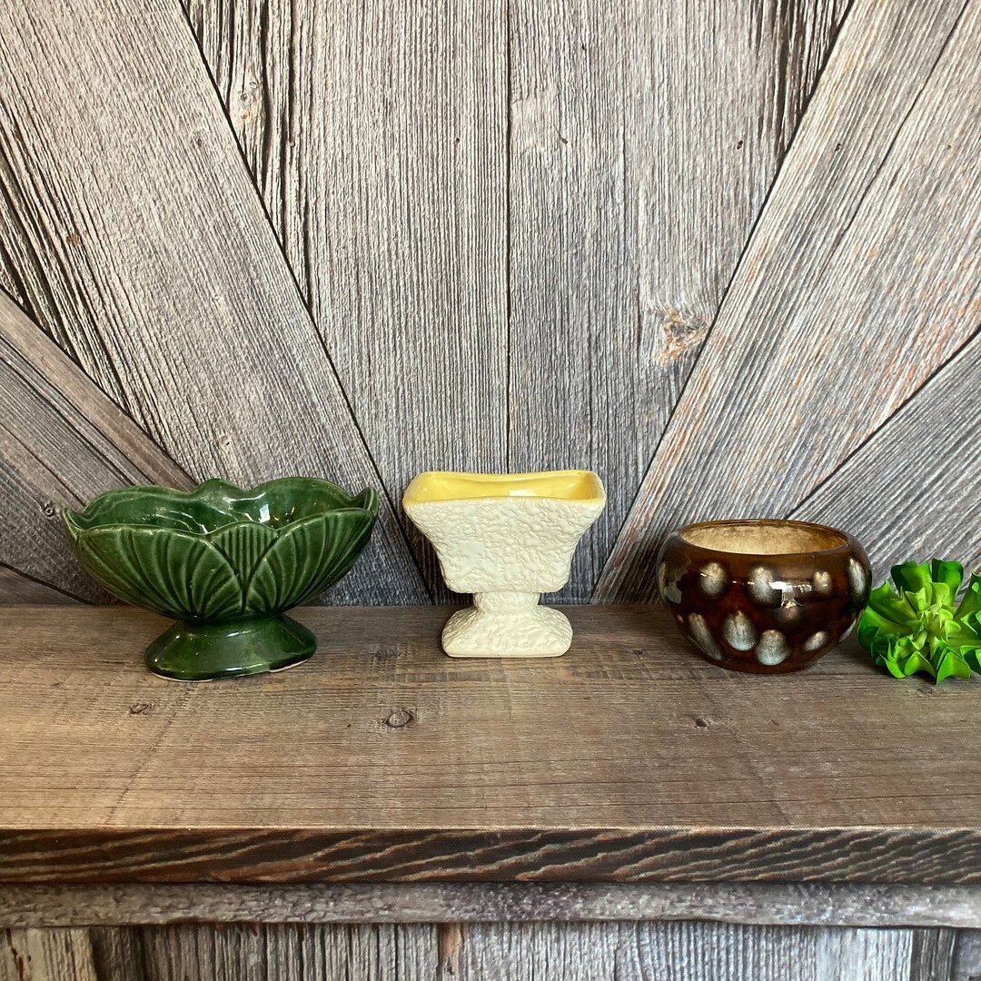 Vintage Ceramic Planter USA Green Brown Pot U.S.A. Indoor Plant Pot ...