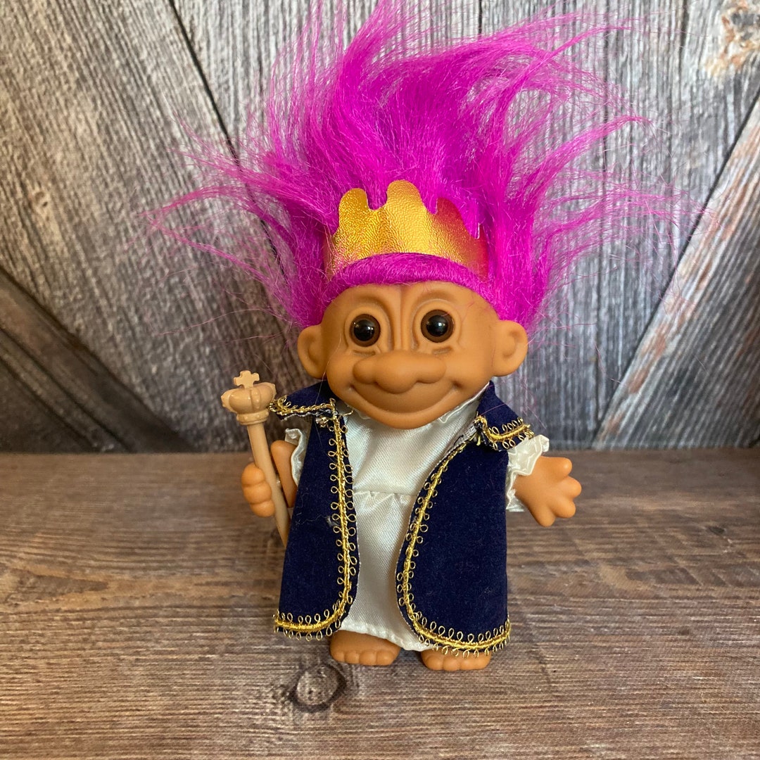 Vintage Queen Troll Doll {king or Queen Royal Troll With Pink Hair ...