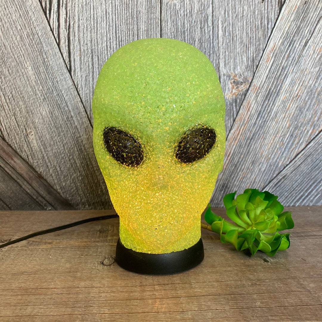 Vintage Alien Head Lamp, Neon Green Plastic 90's Alien Head Light From ...