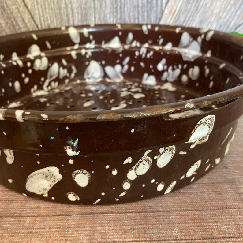 Vintage Enamel Colander Metal Enamelware Strainer Sieve Metal Strainer ...