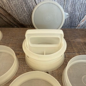 Vintage Tupperware Hamburger Press Keeper Set Clear White Burger Maker ...