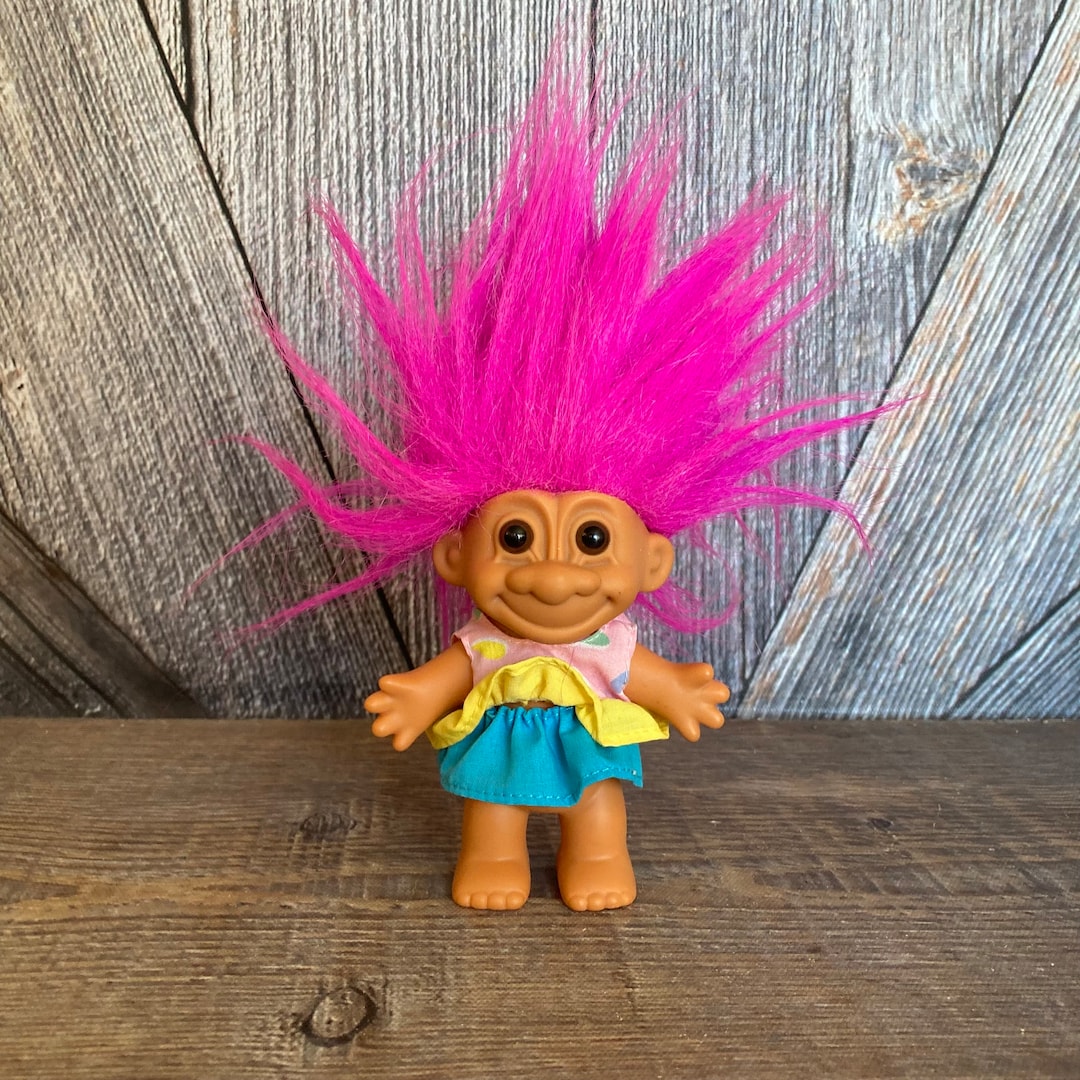 Vintage Troll Doll {russ Berrie Troll With Hair} Troll in Sun Dress {5 ...