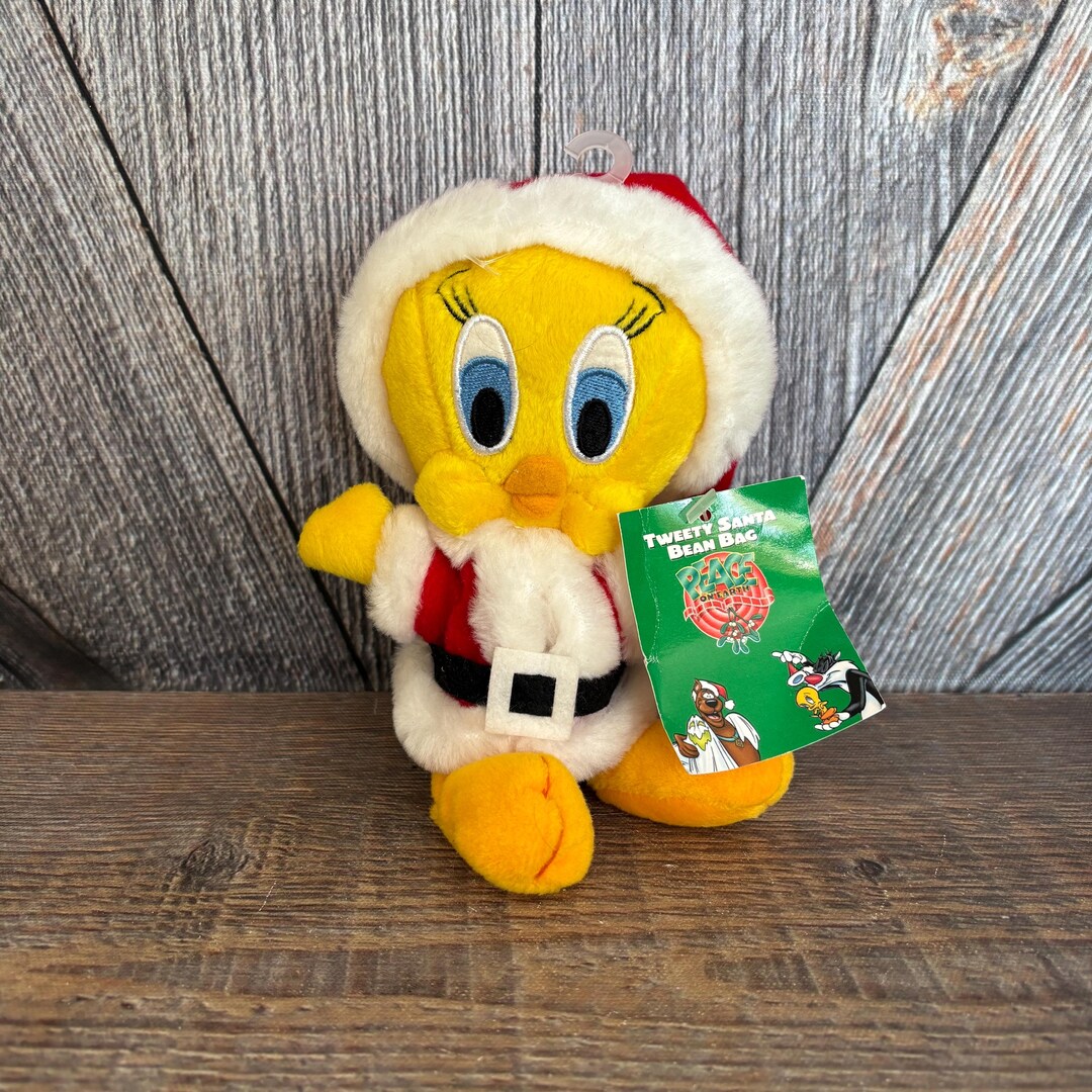 Vintage Tweety Bird Plush Santa Claus Christmas Ornament 1990s Looney ...