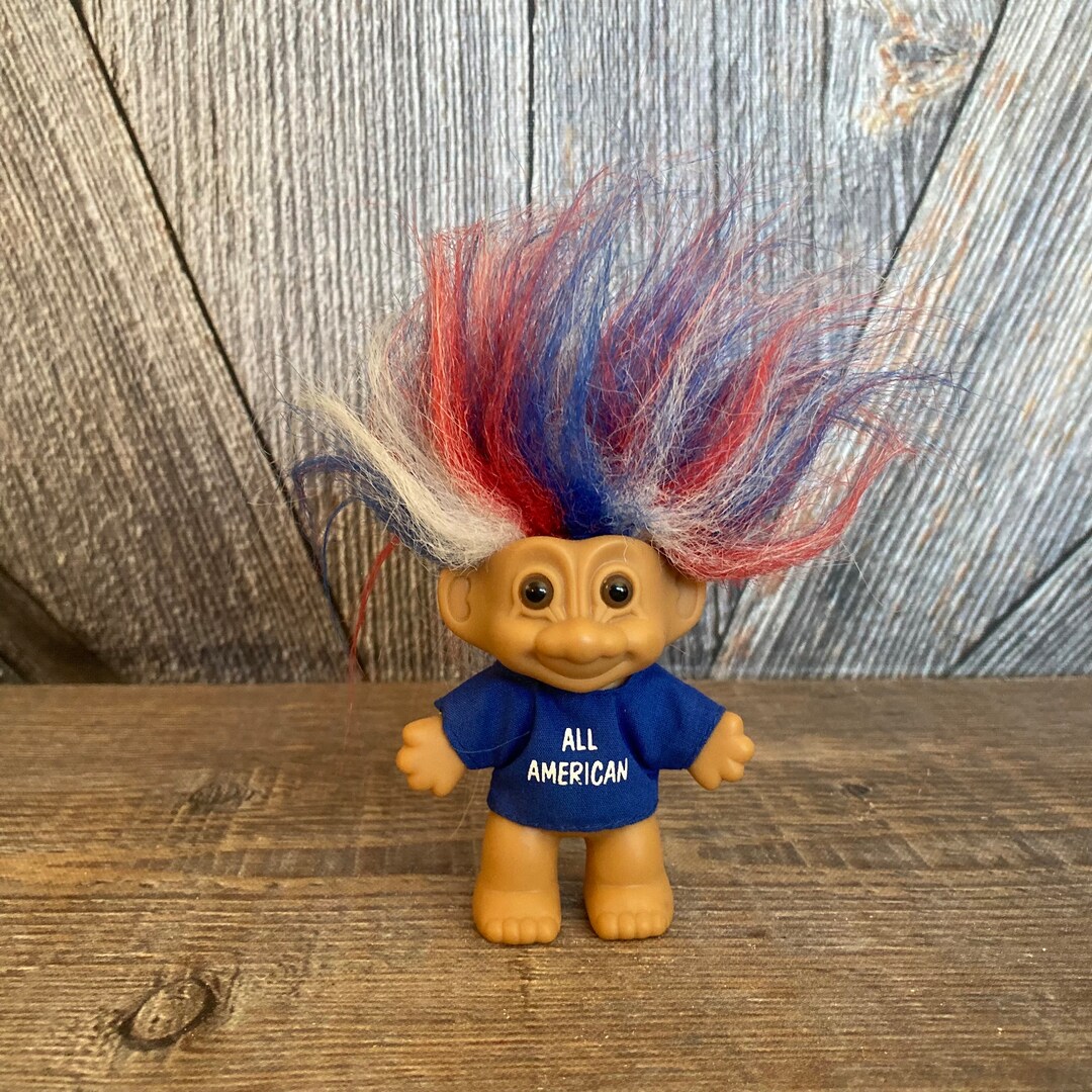 Vintage America Troll Doll american Troll W/ Red White Blue Hair Russ ...