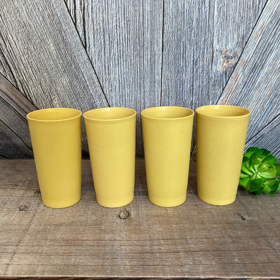 4 Vintage Tupperware Tumblers Cups Glasses Plastic Tupper Ware Storage ...