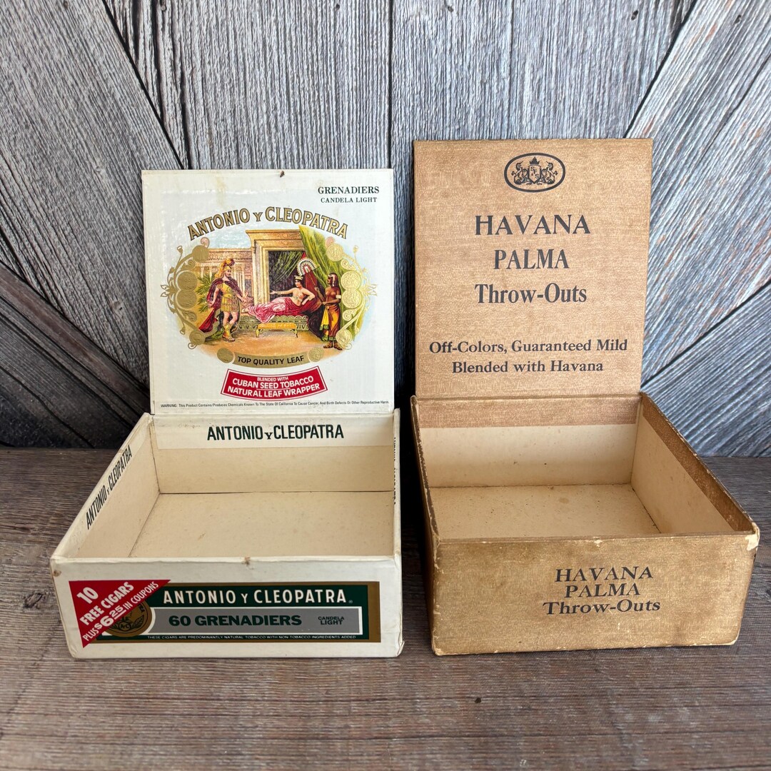 2 Vintage Cigar Boxes Authentic Cigar Box {antonio Y Cleopatra Palma ...
