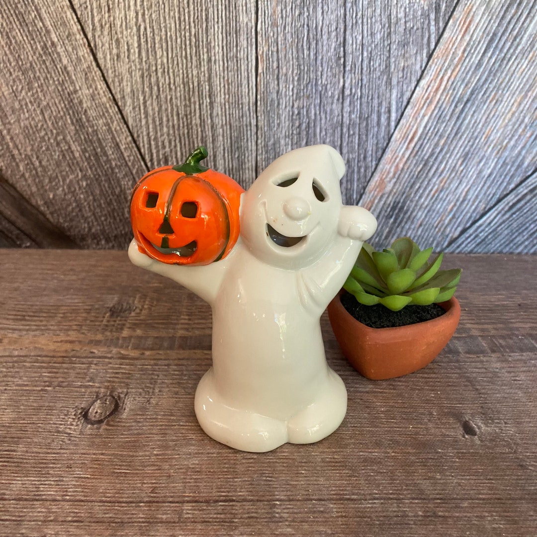 Vintage Ghost Votive {ceramic Ghost Pumpkin Candle Holder Figurine ...
