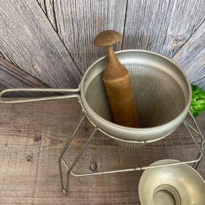 Vintage Strainer Sieve With Pestle Can Canning Applesauce 4 Piece Wood ...
