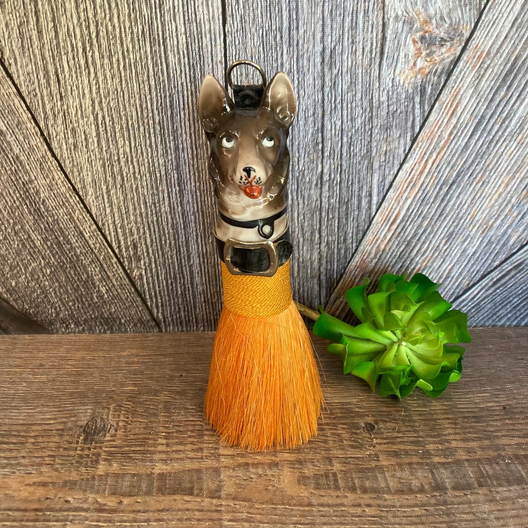 Vintage Dog Crumb Brush, 1890-1910 Ceramic Bisque German Shepherd Dog ...