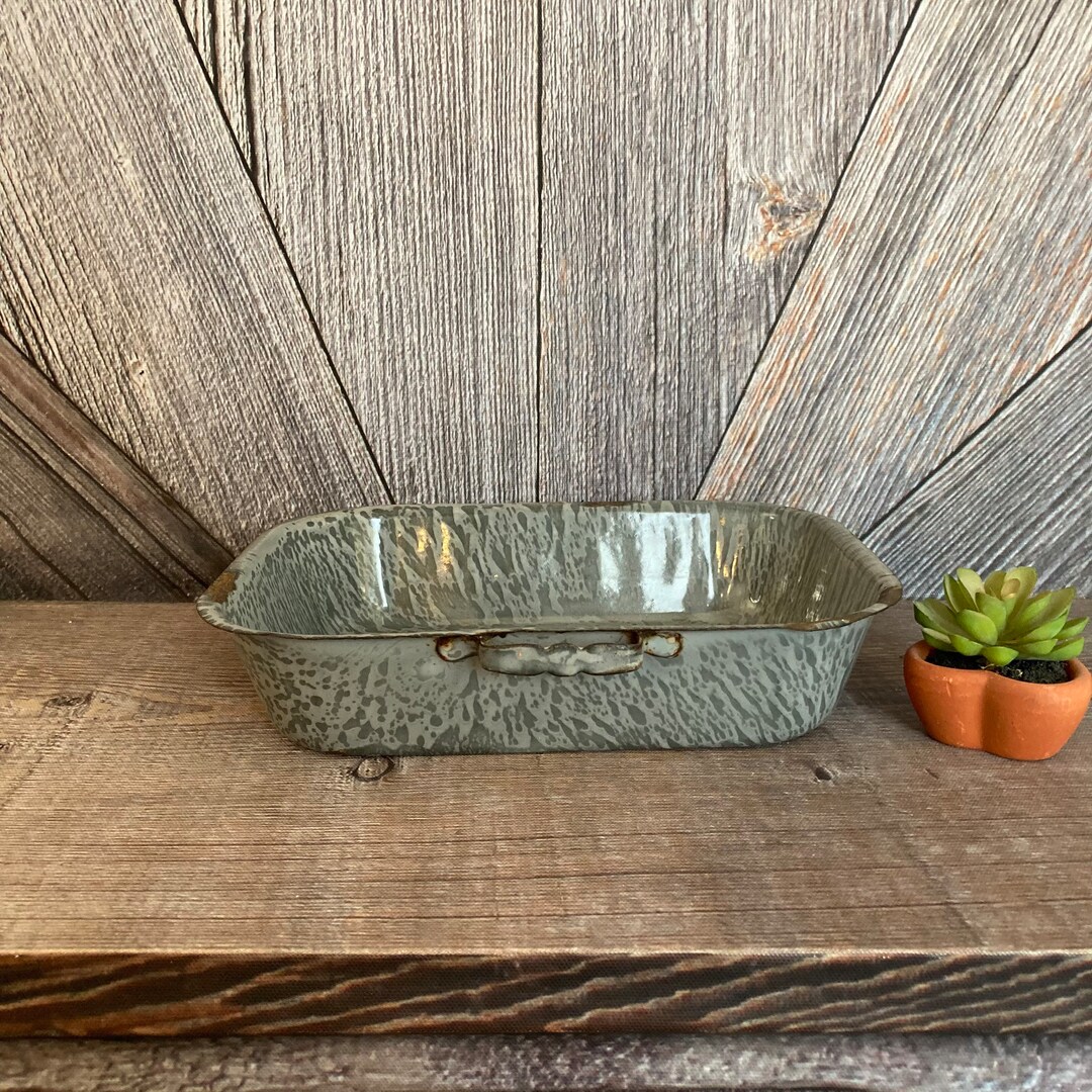 Vintage Graniteware Enamel Drawer Baking Pan Rectangular Indoor Garden ...