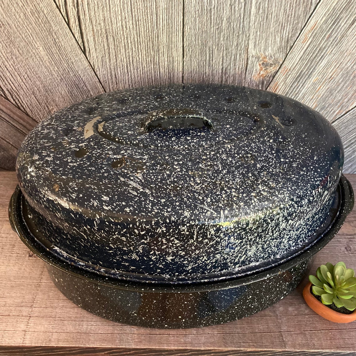 Vintage Enamel Roaster Roasting Pan Rooster Roaster Chicken - Etsy
