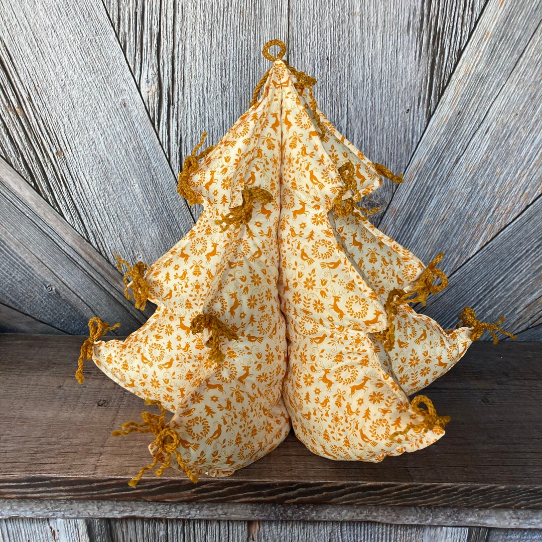 Handmade Christmas Tree Plush Stuffed Fabric Holiday Decoration Cut and ...