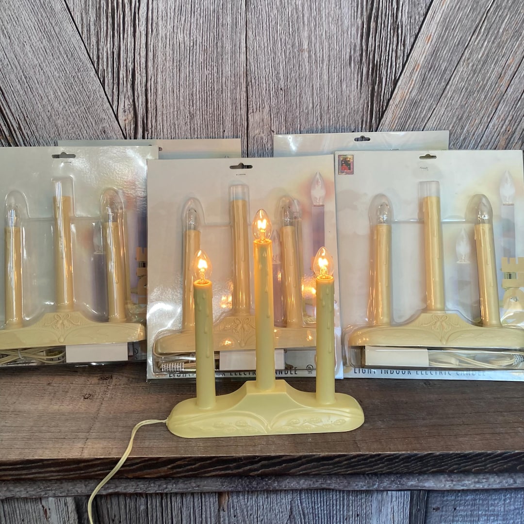 5 Vintage Electric Candle Christmas Decorations, 3 Light Candelabras ...