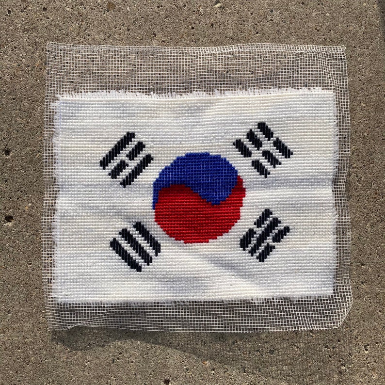 Vintage Korea Latch Hook Rug Yarn Wall Hanging South Korean | Etsy