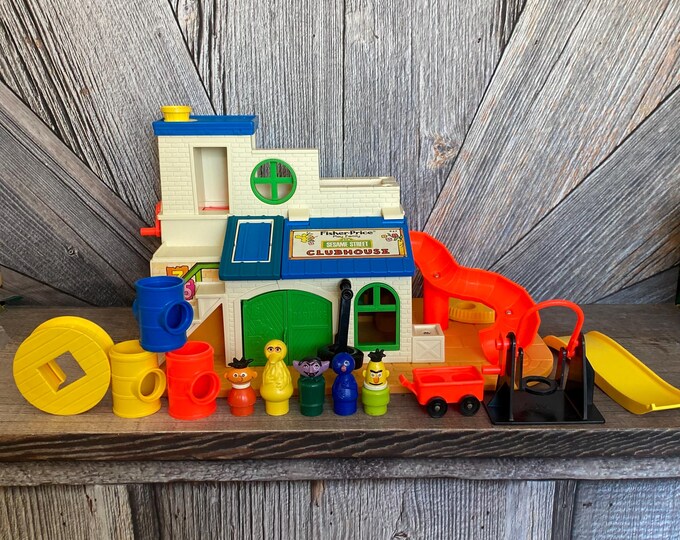 Vintage Fisher Price Little People Sesame Street Clubhouse Play Family ...