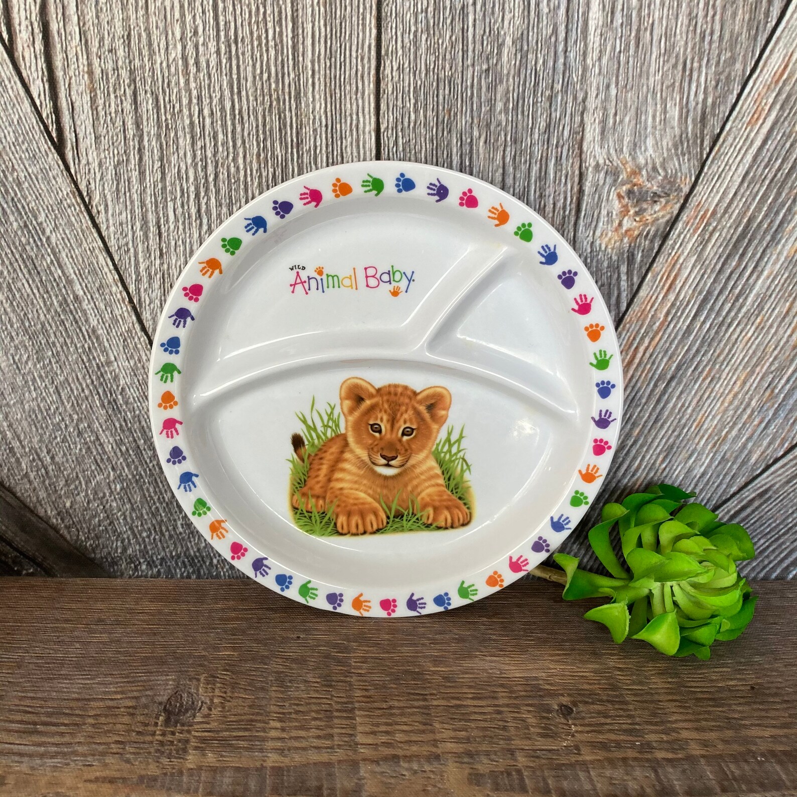 Vintage Wild Animal Baby Plate Lion Dinnerware Melamine - Etsy