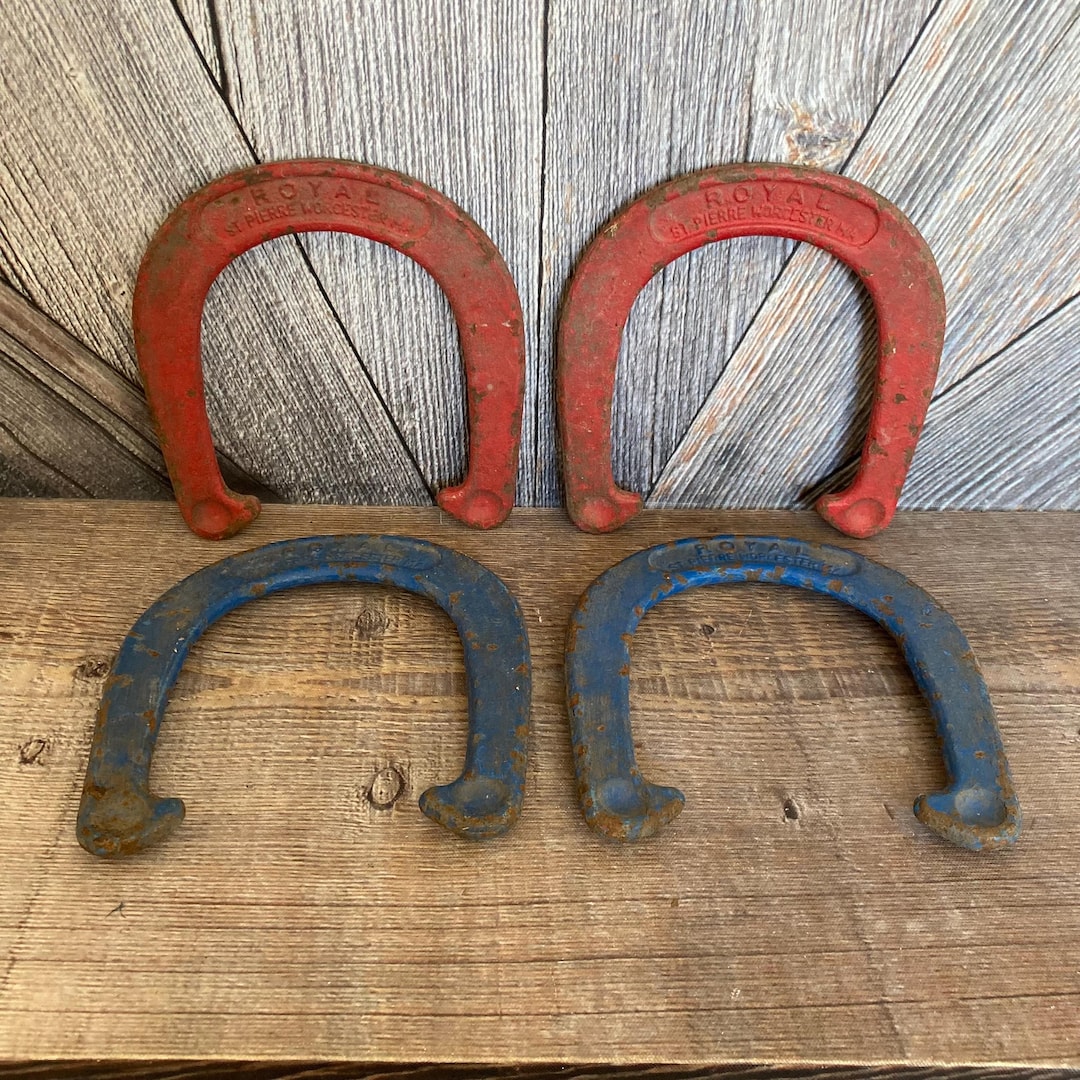 Vintage Horseshoe Pitching, 4 Horse Shoes Lawn Game, 2.5 Lbs 2 Pairs ...