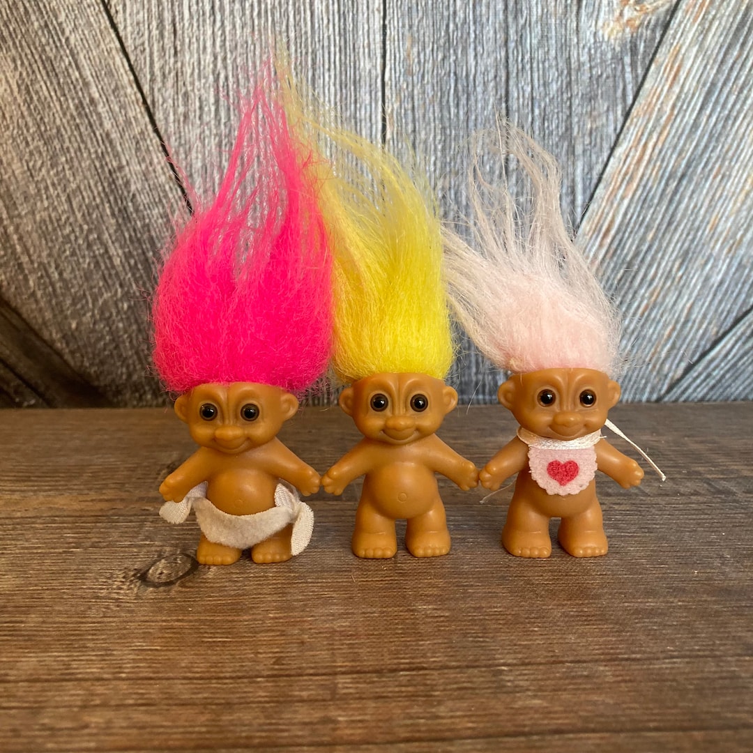 Vintage Troll Dolls 3 Russ Berrie Baby Trolls Miniature 2 Inch Troll ...