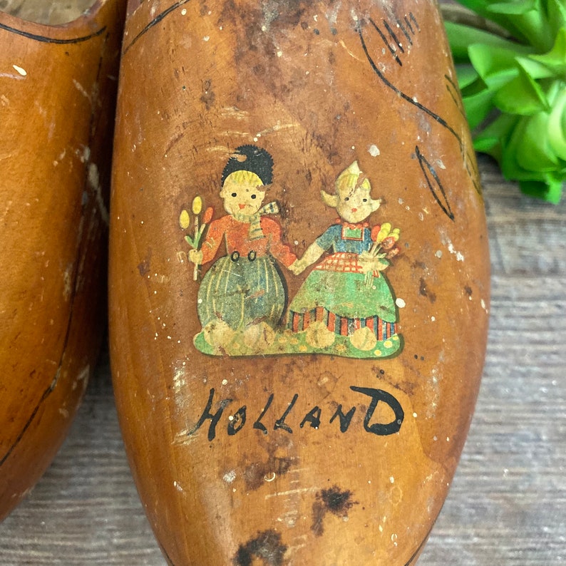 Vintage Wooden Shoes {dutch Wooden Clogs Painted Wood} Tulip Time ...