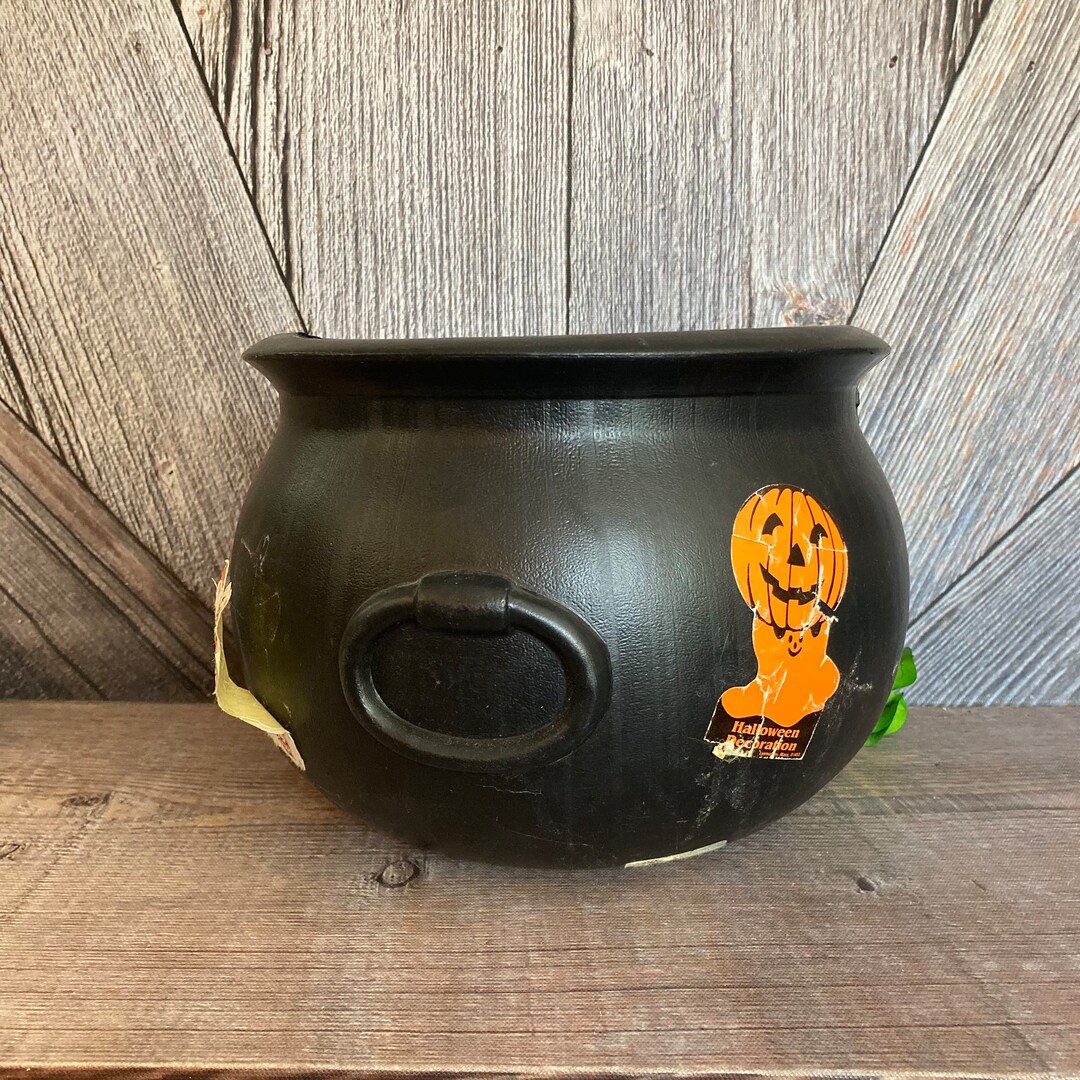 Vintage Halloween Black Cauldron Bucket {blow Mold Trick or Treat ...