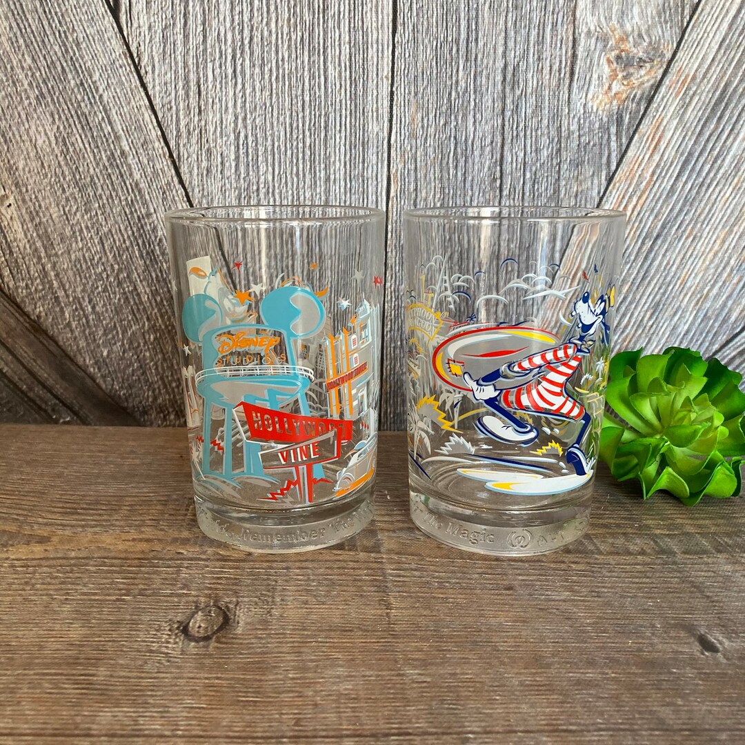 2 Vintage Disney Glass Cup {disney Glass Mickey Mouse Glasses} Walt ...