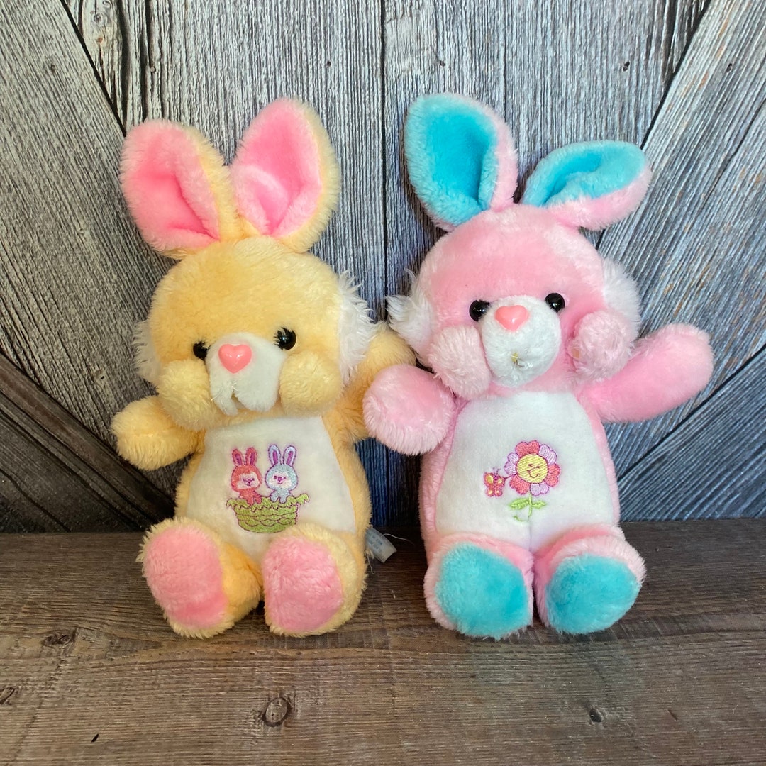 2 Vintage Bunny Plush Bunnies Easter Basket Filler Stuffer 80's 90s ...