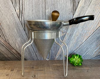 Vintage Strainer Sieve With Pestle Can Canning Applesauce 3 Piece Wood ...
