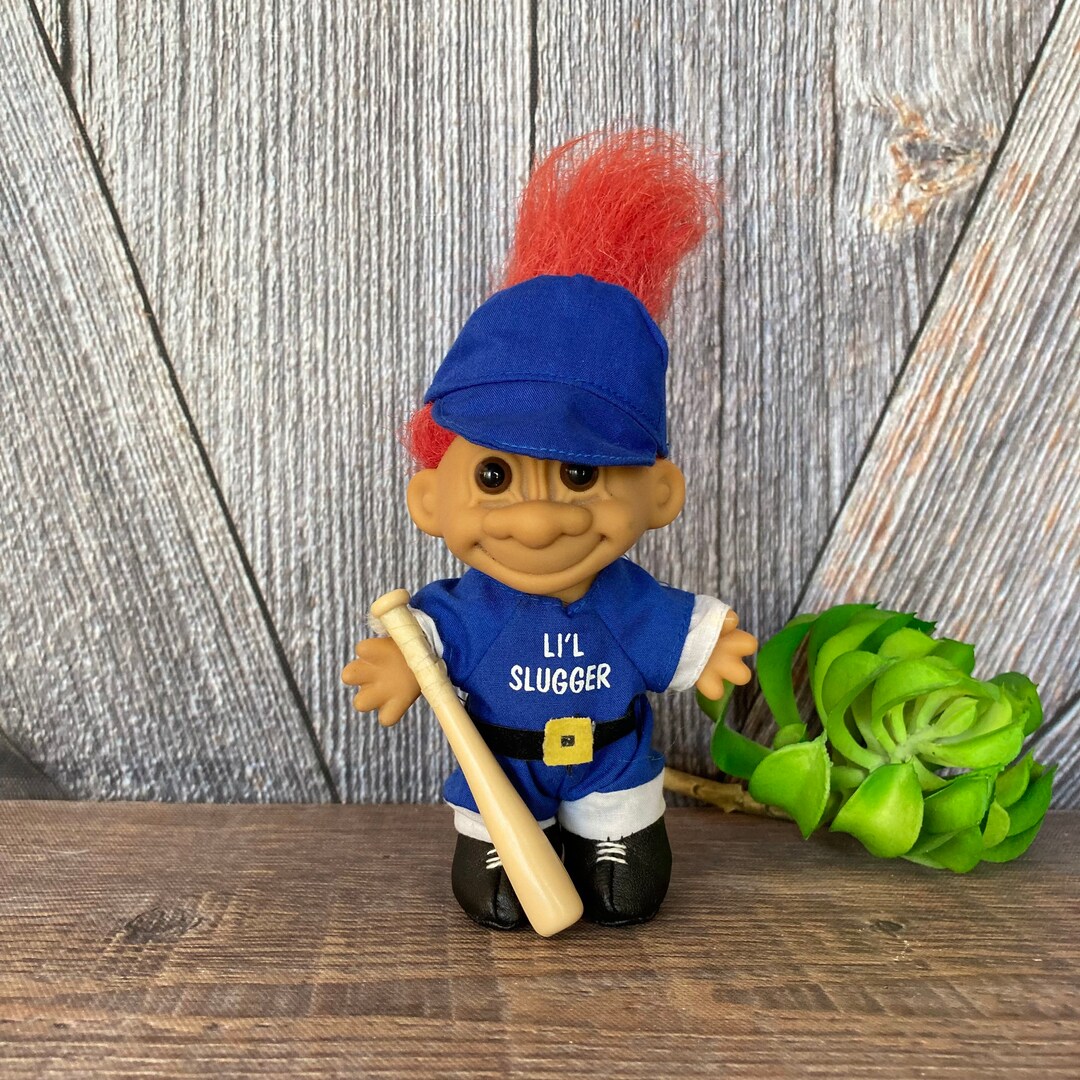 Vintage Troll Doll {baseball Player With Bat} Russ Berrie {5 Inch Troll ...