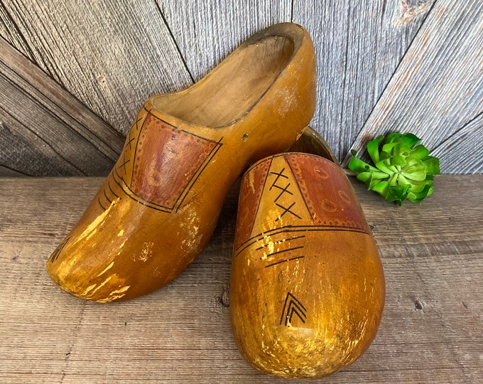 Vintage Wooden Shoes {dutch Wooden Clogs Wood} Tulip Time Holland ...
