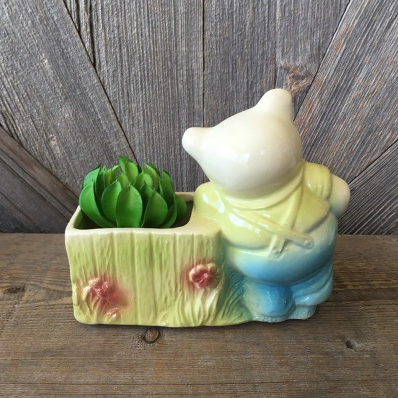 Vintage Ceramic Pig Planter cute Ceramic Farmer Pig Colorful | Etsy