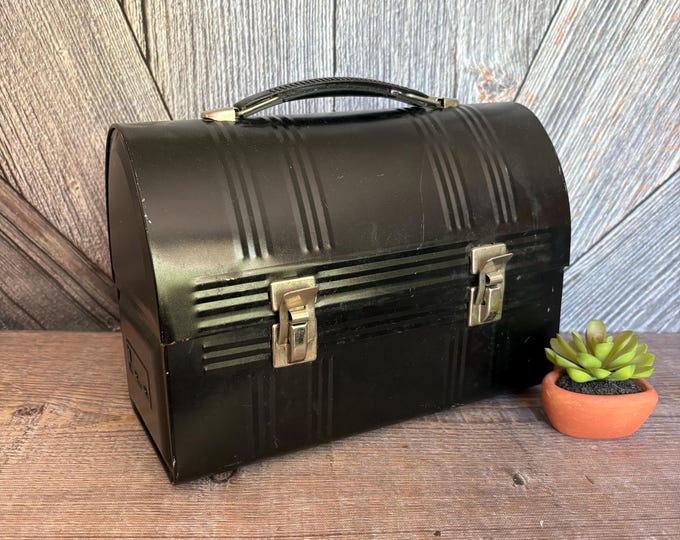 Vintage Black Domed Lunch Bucket, Aladdin Lunch Pail, 1940s 1950s ...