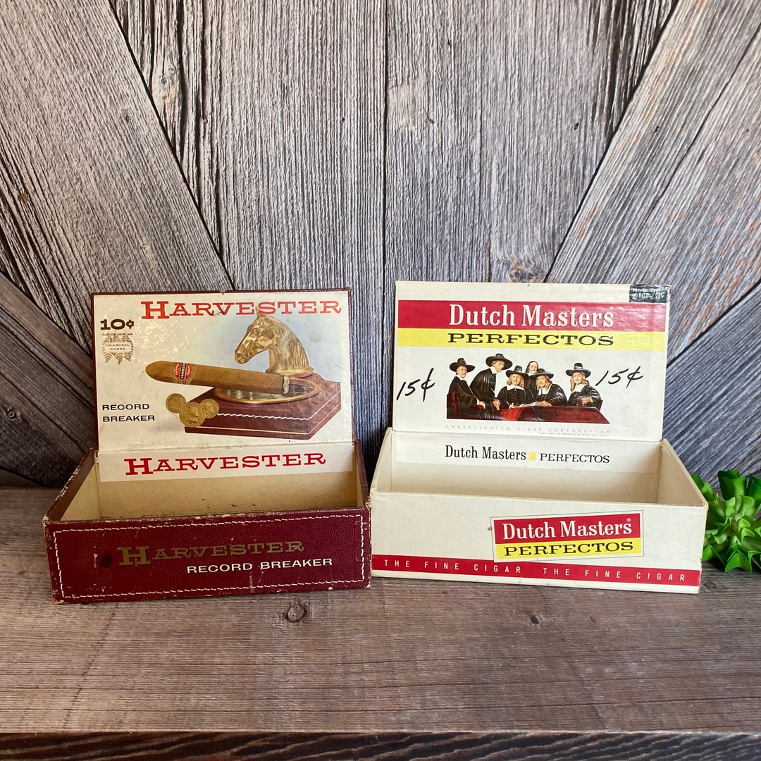 2 Vintage Cigar Boxes Authentic Cigar Box {dutch Master Harvester ...