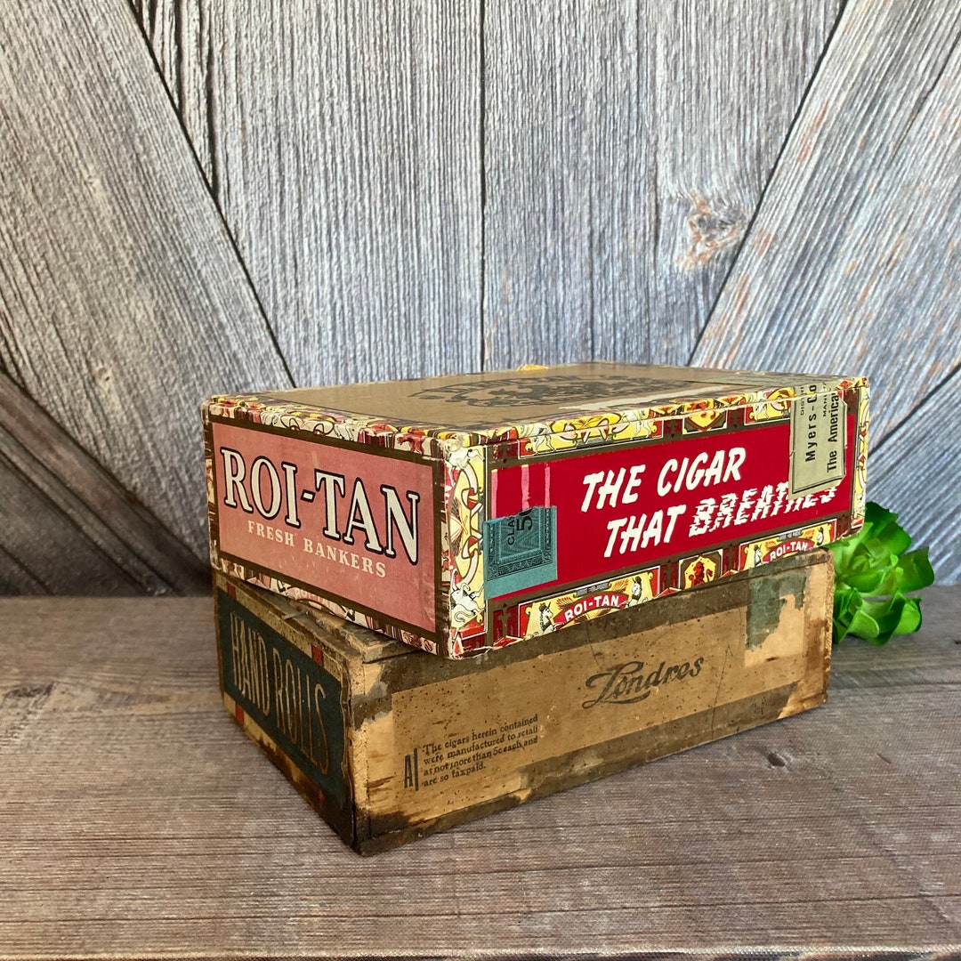 2 Vintage Cigar Boxes Authentic Cigar Box {hand Rolls Roi-tan} Vintage ...