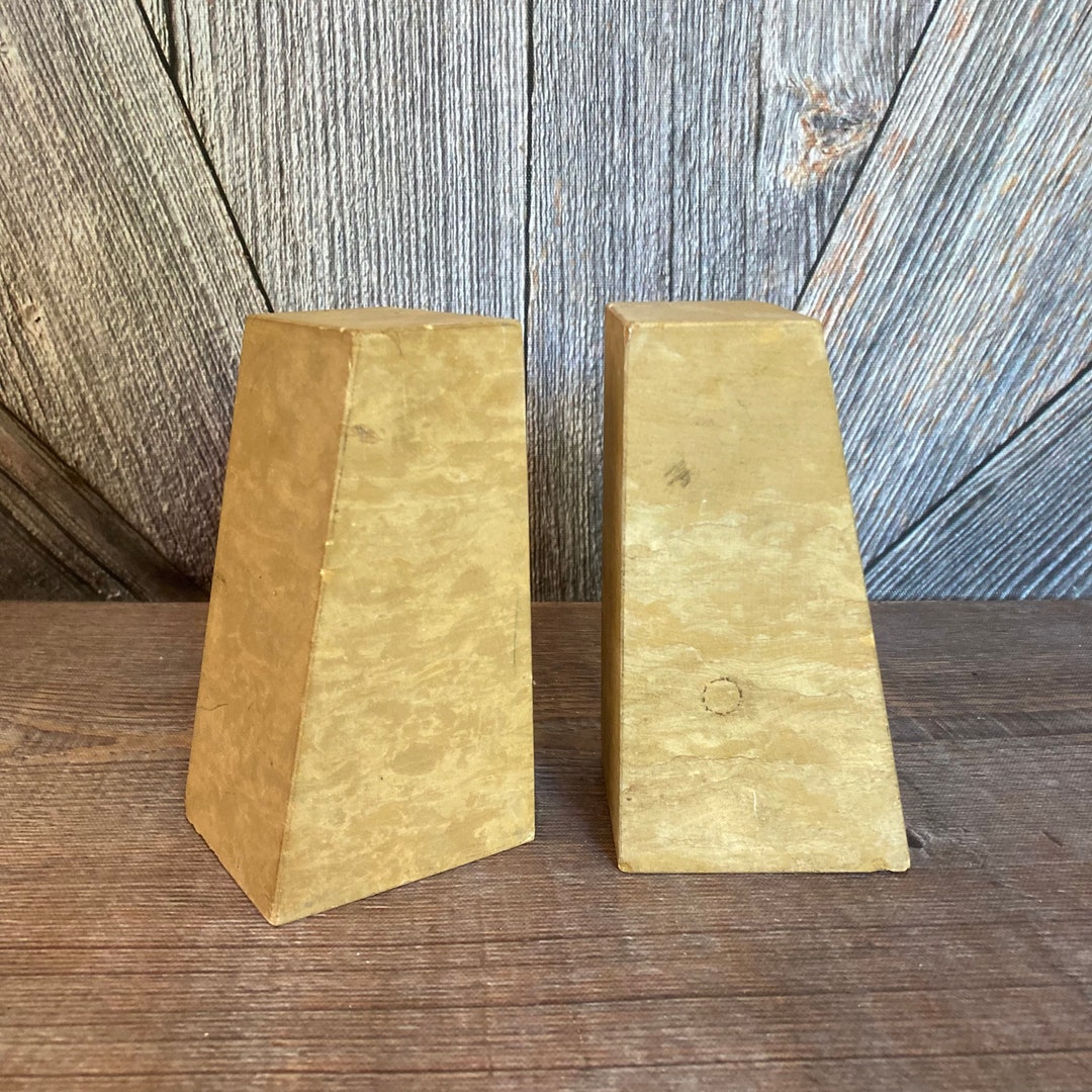 Vintage Kasota Stone Book Ends Limestone {rock Stone Heavy Book Ends ...