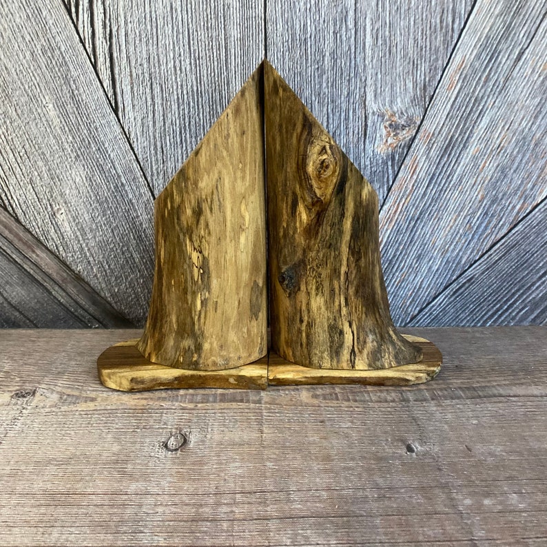 Handmade Raw Wood Bookends Live Edge Solid Wood Log Bookends Tree Stump ...