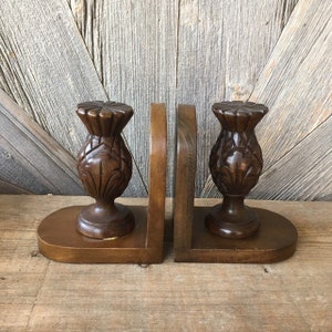 Pineapple Wooden Book Ends wooden Tropical Beach Palm Tree Carved ...