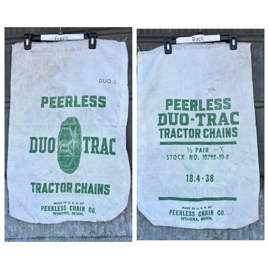Vintage Peerless Chain Tractor Chain Sack Synthetic Fabric Sack Double ...