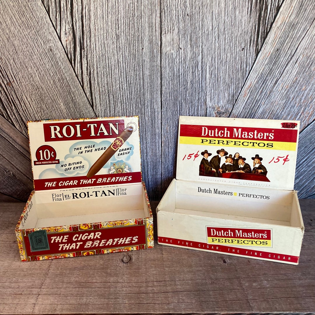2 Vintage Cigar Boxes Authentic Cigar Box {roi Tan Dutch Masters ...