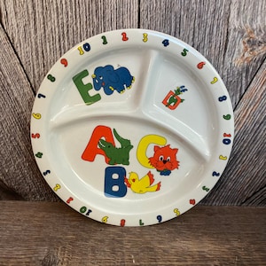 Vintage Alphabet Plate {divided ABC Kids Plastic Melamine Kid Play ...