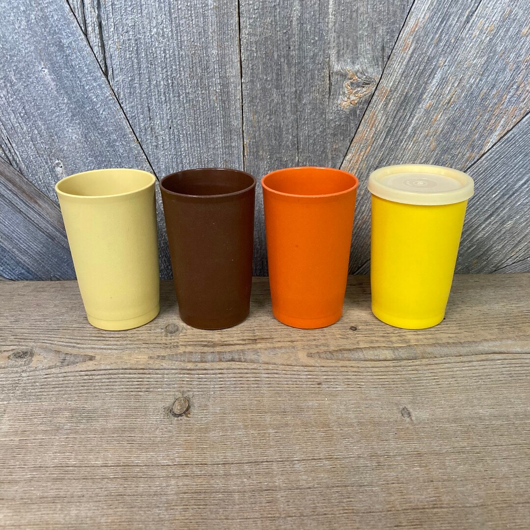 4 Vintage Tupperware Tumblers Tall Cups Glasses Plastic Tupper - Etsy