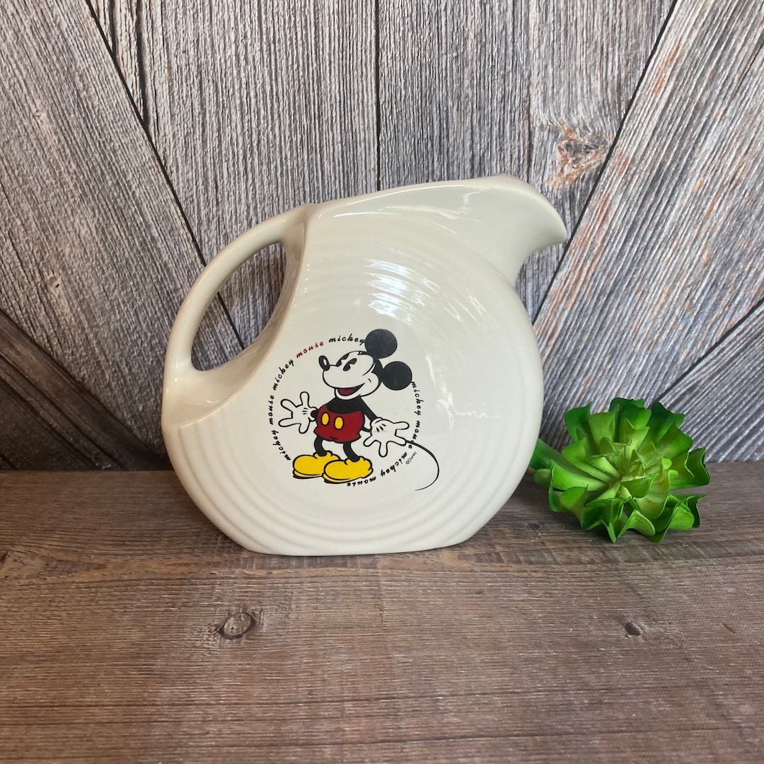 Vintage Fiestaware Mickey Mouse Pitcher White Fiesta Ware Disney Mickey ...