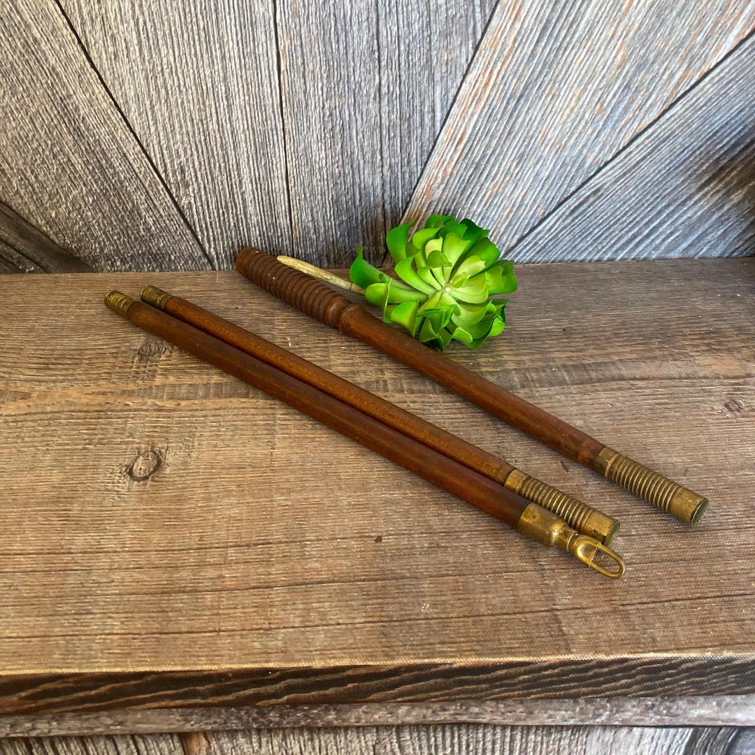 Vintage Wooden Gun Cleaning Rod? 3 Piece Wood and Brass Shotgun Cleaner ...
