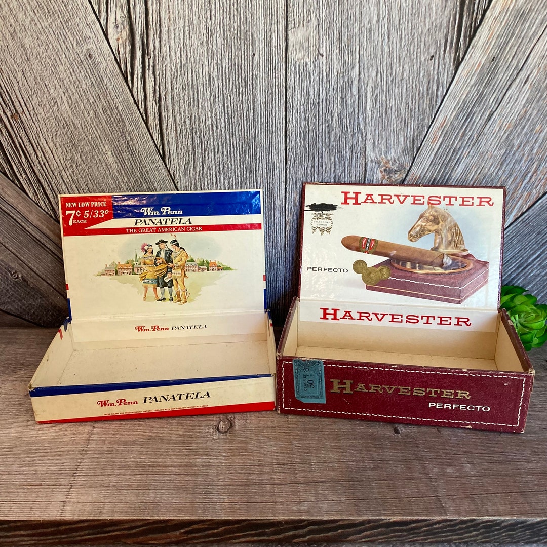 2 Vintage Cigar Boxes Authentic Cigar Box {harvester William Penn ...