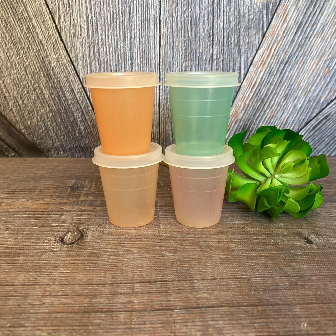 4 Vintage Tupperware Midget Containers Tiny Short Cups Shot Glasses ...